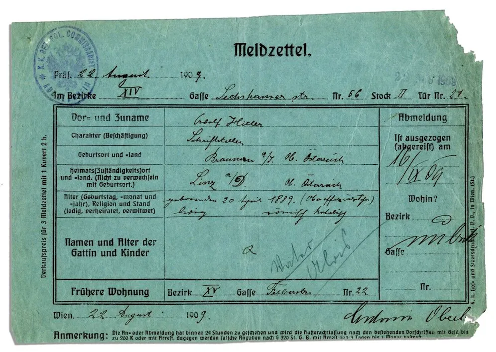 Timeout – Adolf Hitlers Wiener Meldezettel wird versteigert | Heute.at