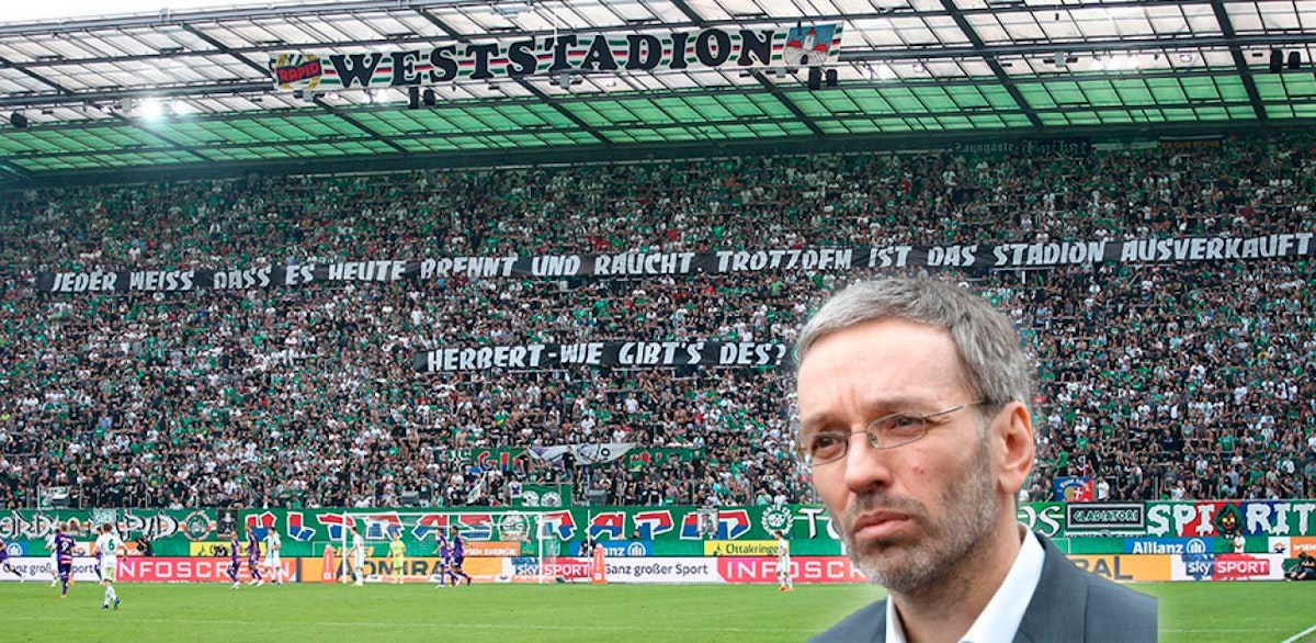 Sport – Rapid-Ultras provozieren Kickl mit Pyro-Banner | Heute.at