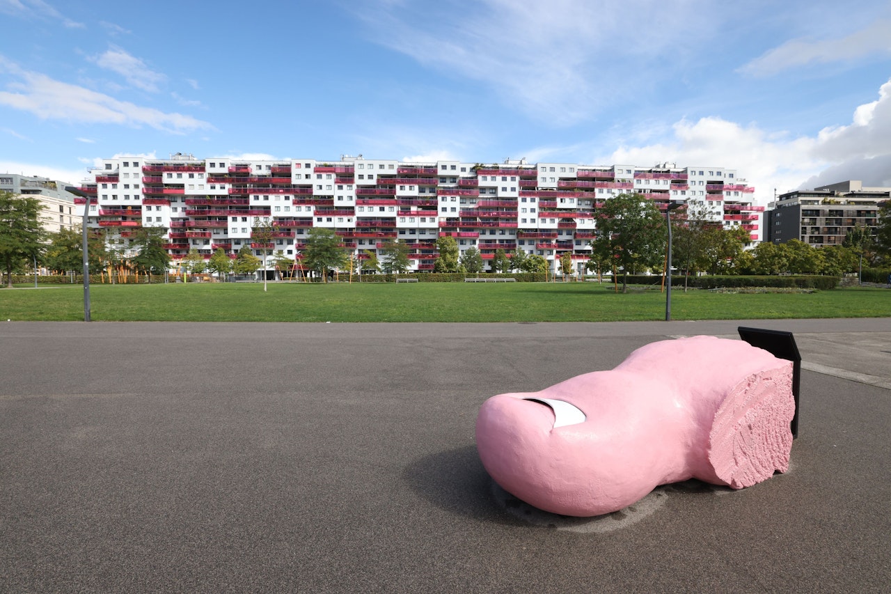 Der pinke Zeh ist ein Kunstwerk von Leopold Kessler und wird im Rudolf ...