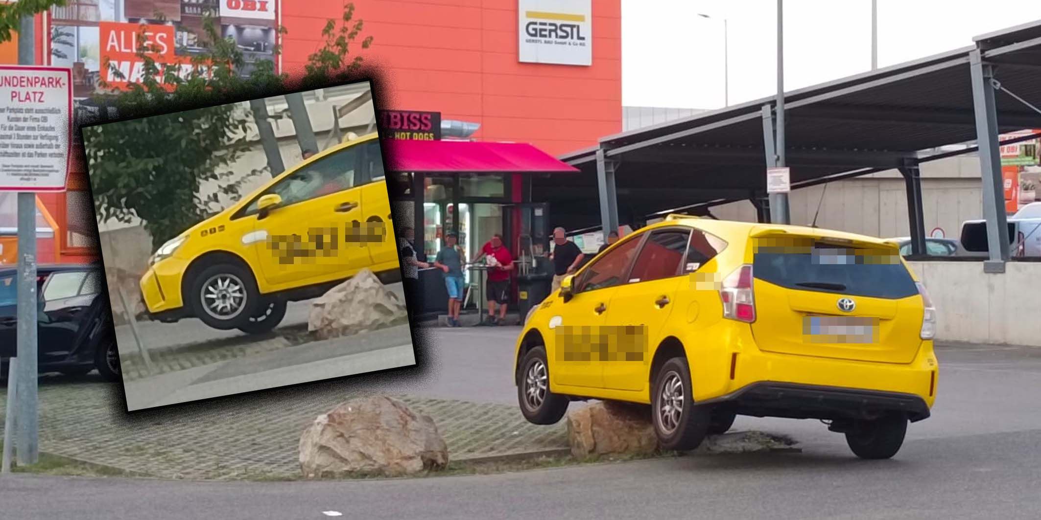 Leser – Taxi "balanciert" auf Stein – kurioser Crash in Wien | Heute.at