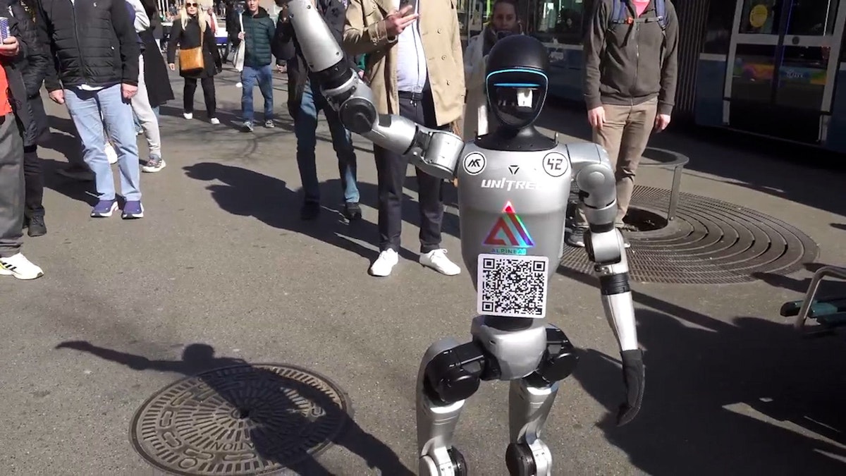 Roboter trifft Mensch – Hier spaziert der Roboter G1 quer durch Zürich ...